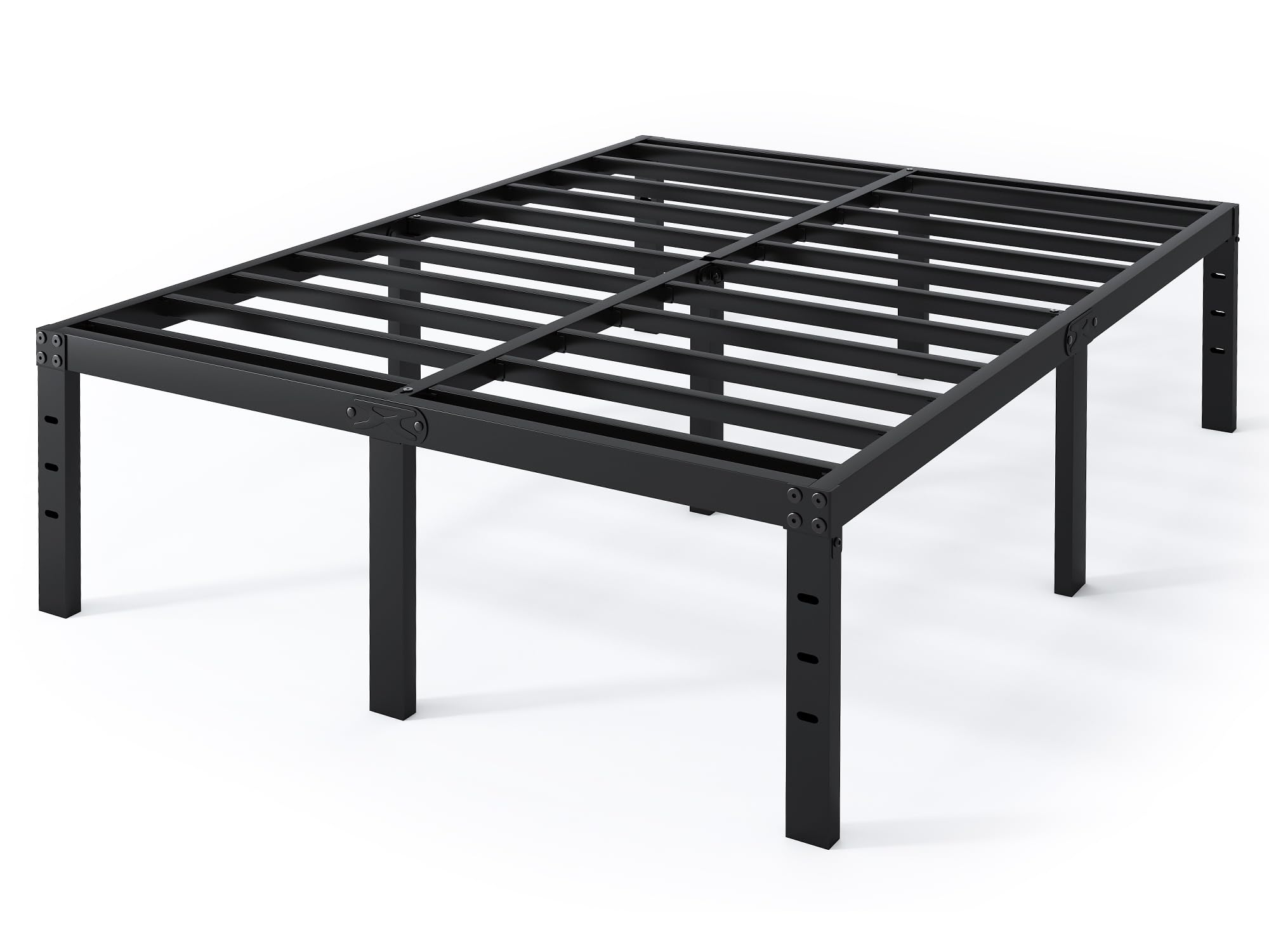 QEROMY King Size Bed Frame - 18 in Sturdy Platform Bed Frame King, Heavy Duty Metal Bed Frame No Box Spring Needed, Quick & Easy Assembly, No Noise, Black