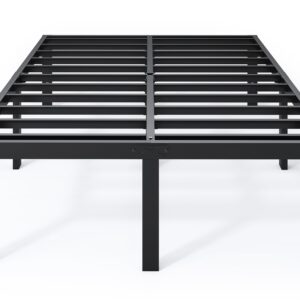 QEROMY King Size Bed Frame - 18 in Sturdy Platform Bed Frame King, Heavy Duty Metal Bed Frame No Box Spring Needed, Quick & Easy Assembly, No Noise, Black