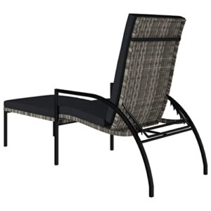 puraday Sun Lounger with Footrest PE Rattan Gray 76.8"x23.6"x40.2" Loungers for Poolside Chaise Lounge Outdoor Patio Lounge Chair Lounge Bed for Garden Outdoor Comfortable & Durable Design