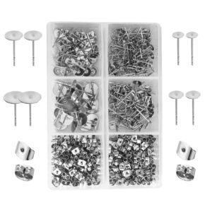 diyear 316l stainless steel earring posts, 510pcs 4/5/6/8mm blanks hypoallergenic earring studs with earring backs for jewelry making supplies earring findings