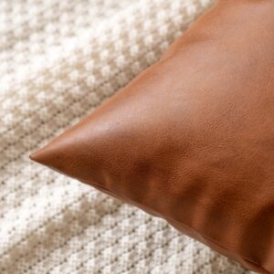 MIULEE Set of 2 Decorative Faux Leather Throw Pillow Covers Brown, 12x20 inch Modern Lumbar Pillow Covers Luxury Cushion Case for Couch Sofa Bed Living Room