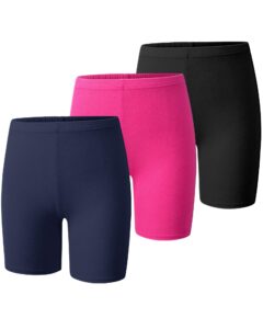 booph girls bike shorts kids cartwheel shorts biker dance shorts for toddler girl 3 pack 5-6t black navy rose red