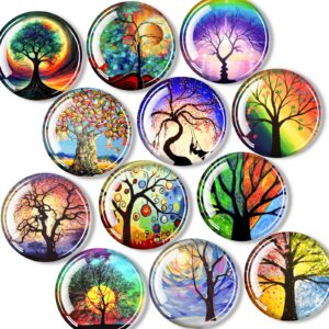 daruite 12pcs glass fridge magnet refrigerator magnets fridge small magnets fridge magnets for whiteboard cute magnets decoration for whiteboard office classroom kitchen cabinet dishwasher (life tree)