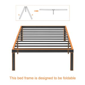 VECELO 18" Twin Metal Platform Tall Bed Frame,Heavy Duty Steel Slat/Easy Assembly Mattress Foundation/No Box Spring Needed