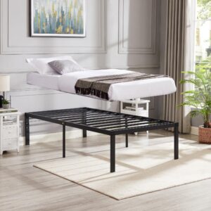 VECELO 18" Twin Metal Platform Tall Bed Frame,Heavy Duty Steel Slat/Easy Assembly Mattress Foundation/No Box Spring Needed