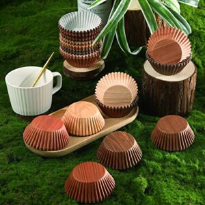 SANNIX 450pcs Woodland Cupcake Liners, Woodgrain Baking Cups Cupcake Wrappers Paper Wraps Muffin Liners for Bridal Showers Wedding Birthday Party Decorations Supplies