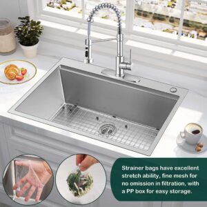 Homikit 33 x22 Inch Drop In Kitchen Sink, 16 Gauge Stainless Steel Topmount Single Bowl Kitchen Sinks with 2-Hole R10 Corner, 10" Deep Large Farmhouse Workstation Sink with Rinse Grid & Strainer Bags