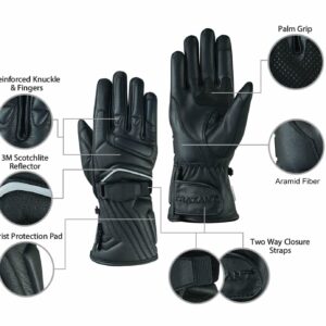 Goatskin Leather Motorcycle, Biker, Riding, Cruising, Motorbike Reinforced Palm Gloves (Medium)