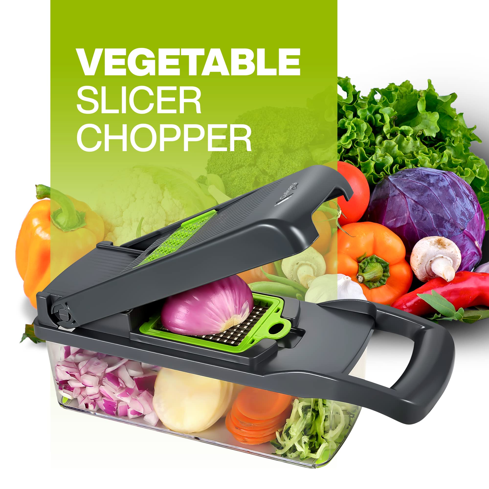 Culinary Cove 10 in 1 Vegetable Chopper, 8 Blade, Food Chopper, Pro Onion Chopper, Mandolin Food Slicer, Veggie Chopper, Vegetable Chopper with Container, Chopper Vegetable Cutter