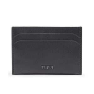 tumi - nassau money clip card case wallet - slim card holder wallet for men & women - nappa leather material - black smooth