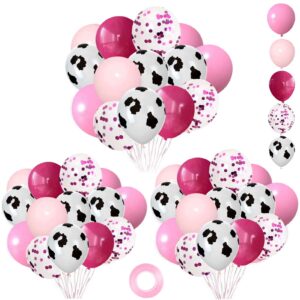 95 pcs cow balloons, 12” pink cow print balloon confetti helium latex balloons for birthday, baby shower, cow print party, cowgirl rodeo party, farm party decorations supplies