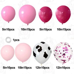 95 Pcs Cow Balloons, 12” Pink Cow Print Balloon Confetti Helium Latex Balloons for Birthday, Baby Shower, Cow Print Party, Cowgirl Rodeo Party, Farm Party Decorations Supplies