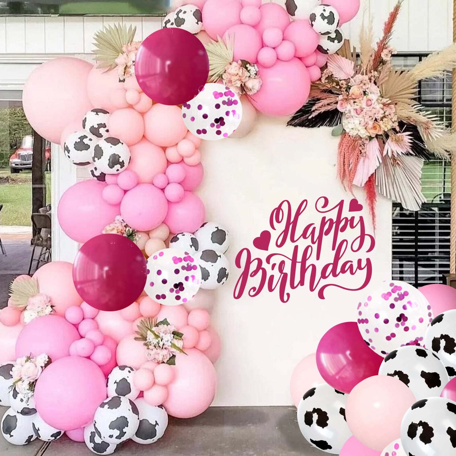 95 Pcs Cow Balloons, 12” Pink Cow Print Balloon Confetti Helium Latex Balloons for Birthday, Baby Shower, Cow Print Party, Cowgirl Rodeo Party, Farm Party Decorations Supplies