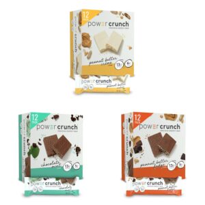 power crunch protein wafer bars, peanut butter crème, 1.4 ounce & protein wafer bars, chocolate mint, 1.4 ounce & protein wafer bars, peanut butter fudge, 1.4 ounce