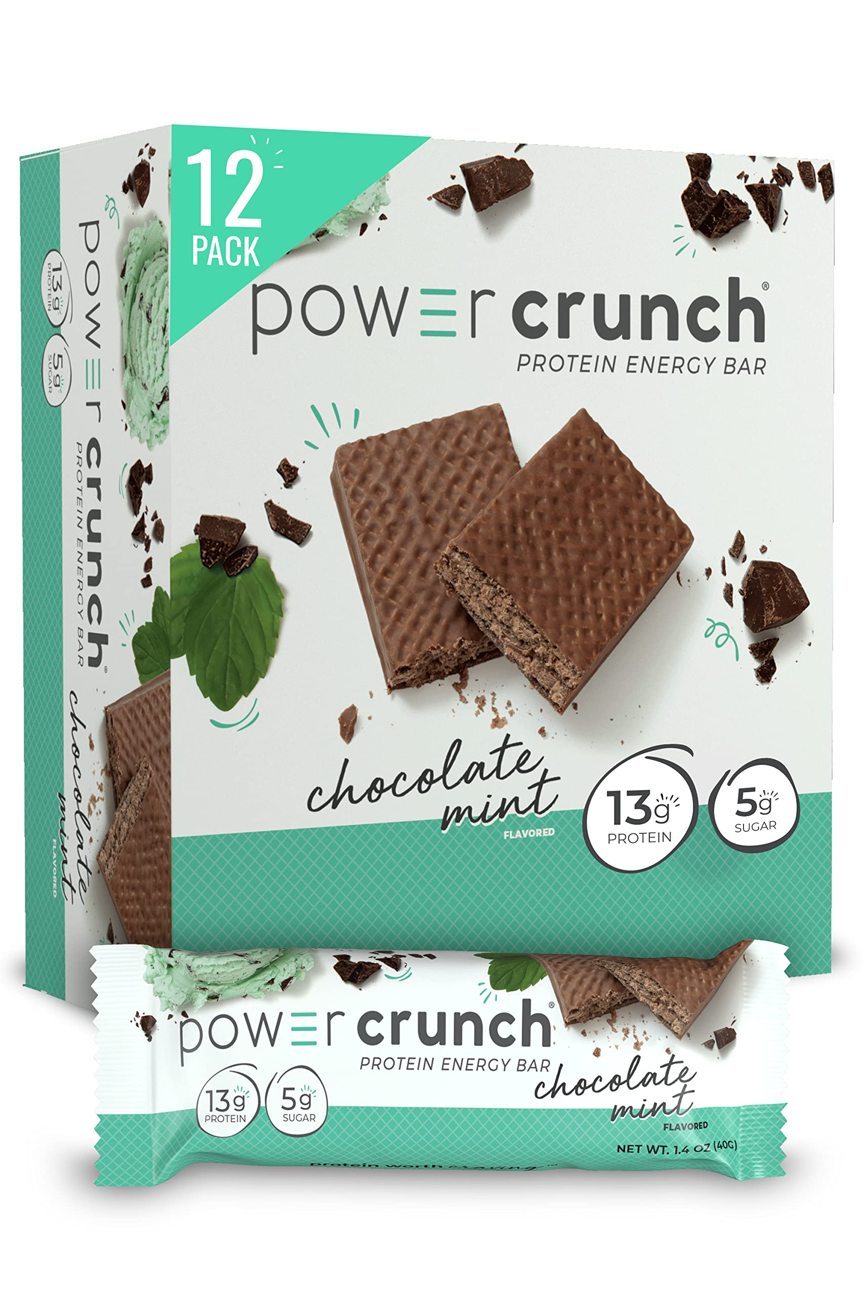 Power Crunch Protein Wafer Bars, Peanut Butter Crème, 1.4 Ounce & Protein Wafer Bars, Chocolate Mint, 1.4 Ounce & Protein Wafer Bars, Peanut Butter Fudge, 1.4 Ounce