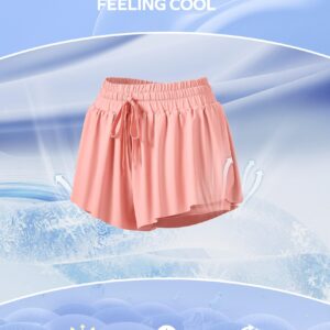 Ewedoos 2 in 1 Flowy Shorts Girls Butterfly Athletic Shorts Size 10-12 Cute Preppy Trendy Shorts Skirt for Teen Girls Pink