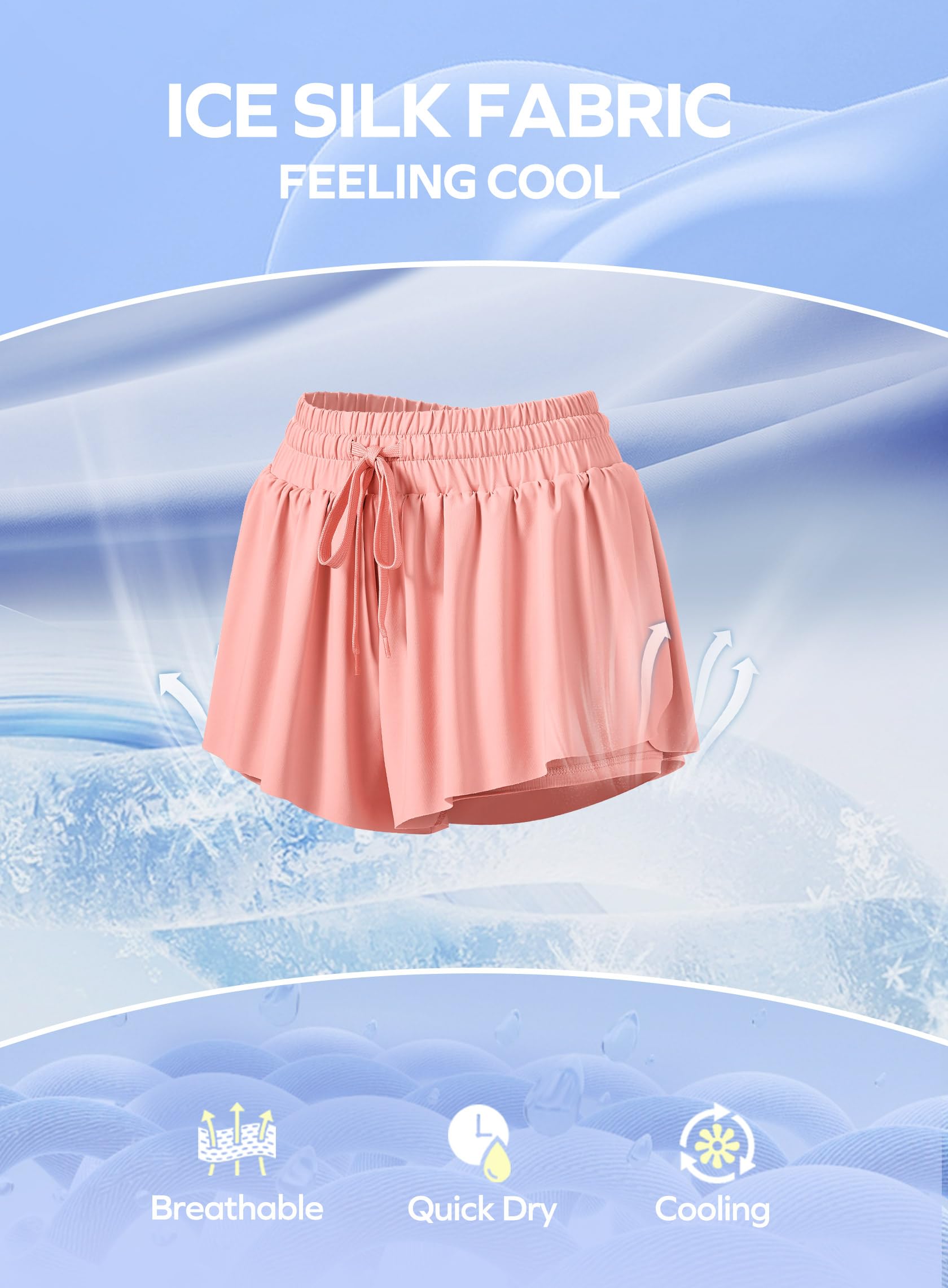 Ewedoos 2 in 1 Flowy Shorts Girls Butterfly Athletic Shorts Size 10-12 Cute Preppy Trendy Shorts Skirt for Teen Girls Pink