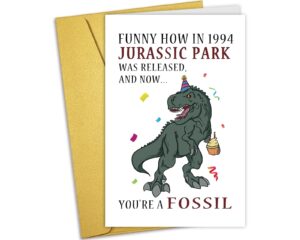 nchigedy funny dinosaur birthday card for him her, happy 30th birthday gift for friends, snarky 1994 birthday card for men women