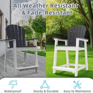 OTSUN Outdoor Tall Adirondack Chairs, Patio Bar Stool Chair with High Back, 400lbs, Widened Arms, All-Weather Balcony Chair for Backyard, Garden, Yard - Dark Grey