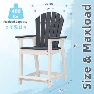 OTSUN Outdoor Tall Adirondack Chairs, Patio Bar Stool Chair with High Back, 400lbs, Widened Arms, All-Weather Balcony Chair for Backyard, Garden, Yard - Dark Grey