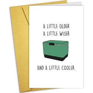 Nchigedy Funny Birthday Card for Him Her, Hilarious Cooler Pun Birthday Card, Older and Wiser Birthday Card for Men Women