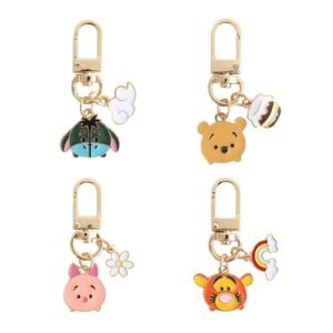 luohao anime cartoon winne pooh spongbob keychain 4 in 1 set keychain for women men