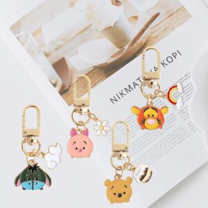 LuoHao Anime Cartoon Winne Pooh SpongBob Keychain 4 in 1 Set Keychain for Women Men