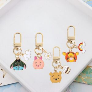 LuoHao Anime Cartoon Winne Pooh SpongBob Keychain 4 in 1 Set Keychain for Women Men