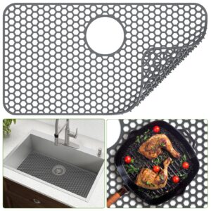 silicone sink mat toovem kitchen sink mats 26''x14'' sink protectors for kitchen sink with heat resistant flexible stable for bottom of farmhouse stainless steel porcelain sink with rear drain