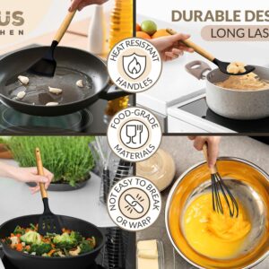 Sous Kitchen Silicone Kitchen Utensils Set & Silicone Cooking Utensils - Kitchen Silicon Utensil Set Wooden Handles - Cooking Utensil Set & Baking Essentials - 30 pcs Silicone Spoons for Cooking