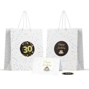 sumerk 30th birthday gift bag cheers to 30 paper gift bags with birthday cards and 30th birthday stickers - 2 pcs 30th gift bags, 2 pcs birthday cards, 2 pcs 30 birthday stickers