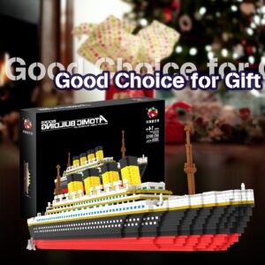 Sumkurt Titanic Building Blocks Set with LED, 3800pcs Titanic Toy Micro Building Kit, Titanic Gift Ship Model Building Bricks, DIY Educational Christmas Toys Gift