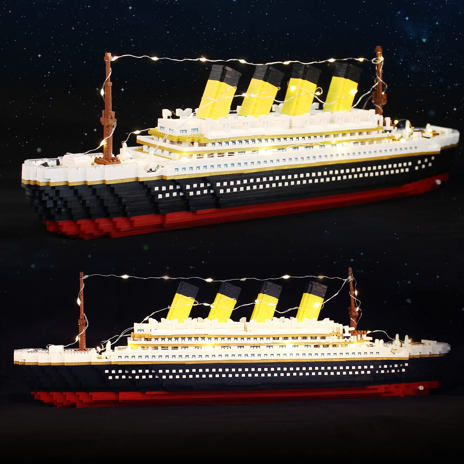 Sumkurt Titanic Building Blocks Set with LED, 3800pcs Titanic Toy Micro Building Kit, Titanic Gift Ship Model Building Bricks, DIY Educational Christmas Toys Gift