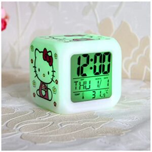 for hello kitty alarm clock w/ soothing glow led lights and thermometer luminous small alarm clock creative cartoon students with alarm clock mute simple colorful luminous children's bedroom bedside