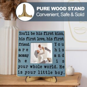 THYGIFTREE New Mom Gifts for Women After Birth, Pregnant Mom Gifts for New Mom, First Mothers Day, Pregnancy Gifts for First Time Moms, New Mom and Son Blue Picture Frame