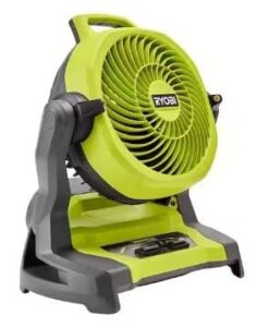 ryobi one+ 18v cordless 7-1/2 in. bucket top misting fan (tool only, battery and charger not included), yellow/black, medium, (pcl851b)