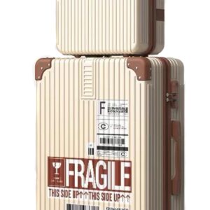 Carry On Luggage Suitcase with Wheels 2-Piece Luggage Sets 20" Carry-On and 14" Small Bag Lightweight Carrying Bag Potable Make up Travel Case - Ivory