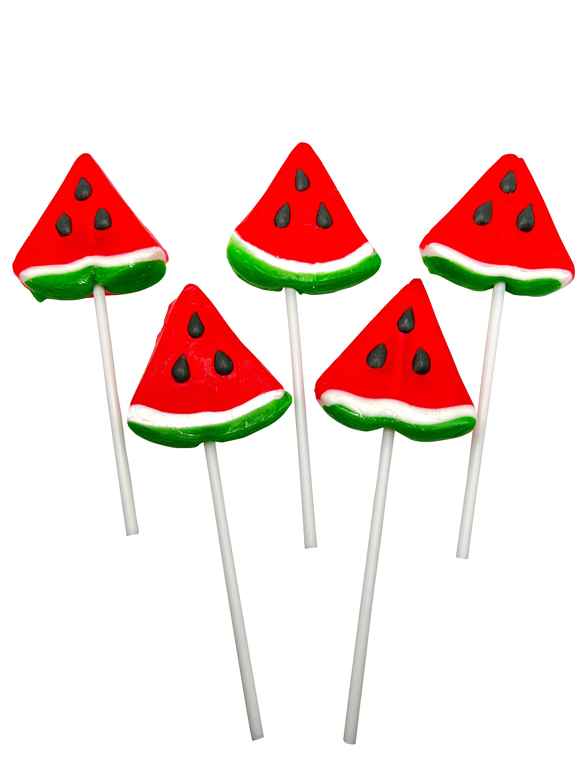 Watermelon Candy Lollipops - 12 Suckers Individually Wrapped - Summer Party Favors - Pool Party Treats - BBQ - Goodie Bags for Kids Birthday Party - Wedding Party Candy Buffet - Hand Decorated Pops