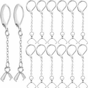 20pcs stainless steel leverback earring hooks hypoallergenic ear wires earring hooks with beaded chains pinch bail clasps for diy earrings jewelry making findings