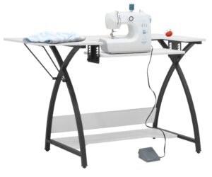 sew ready comet plus hobby side and lower shelf sewing table, 45.5" w x 23.5" d x 30" h, black/white