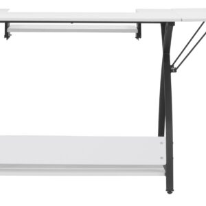 Sew Ready Comet Plus Hobby Side and Lower Shelf Sewing Table, 45.5" W x 23.5" D x 30" H, Black/White