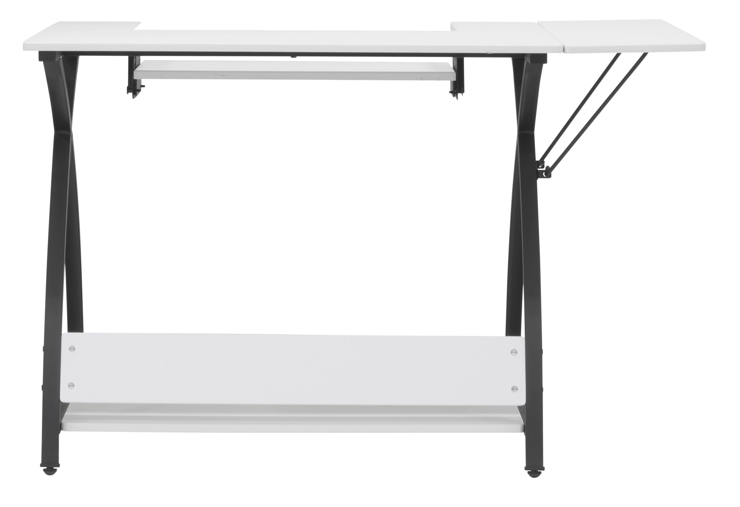 Sew Ready Comet Plus Hobby Side and Lower Shelf Sewing Table, 45.5" W x 23.5" D x 30" H, Black/White