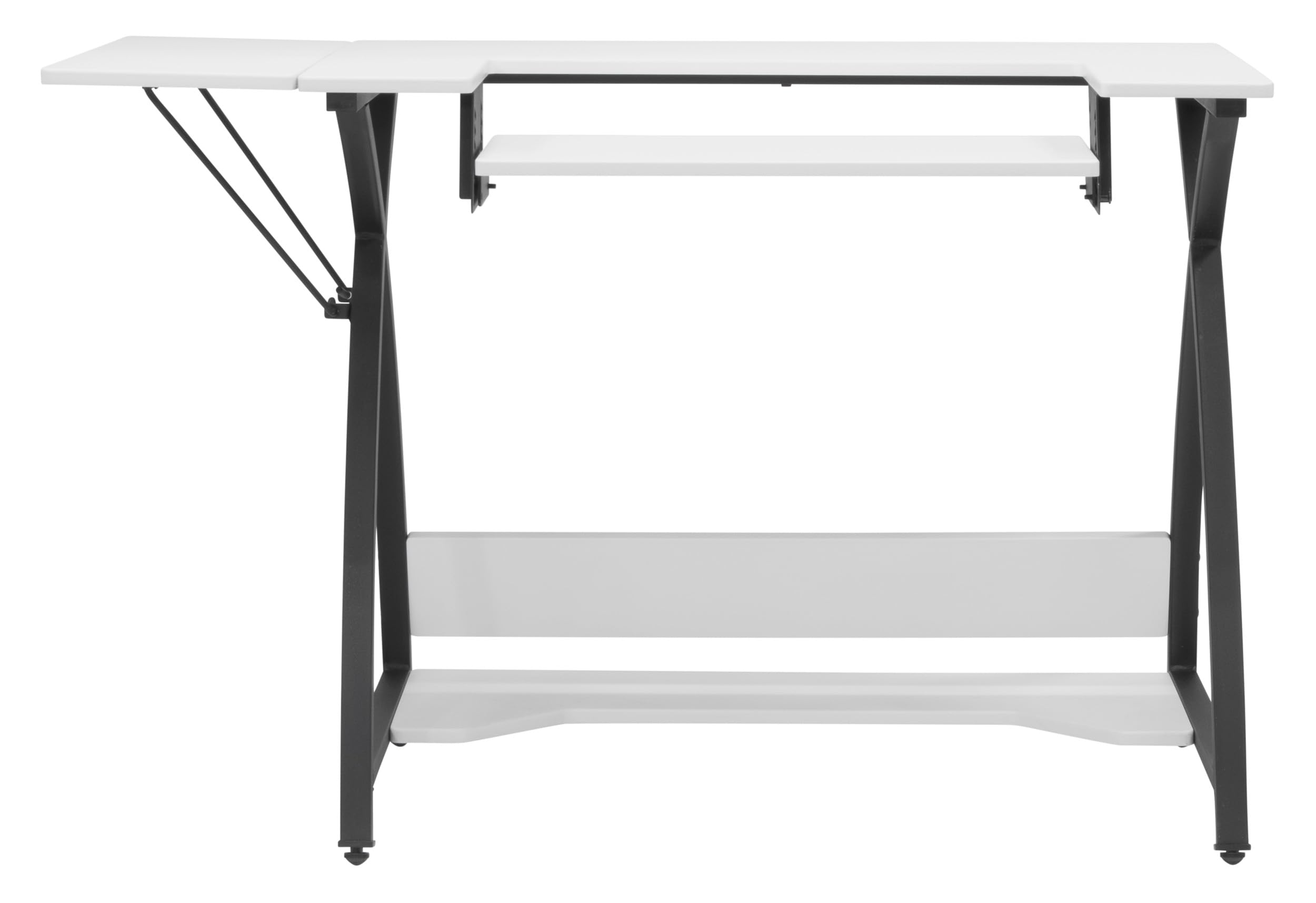 Sew Ready Comet Plus Hobby Side and Lower Shelf Sewing Table, 45.5" W x 23.5" D x 30" H, Black/White