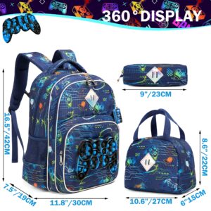 Meetbelify Backpack for Boys School Bag with Lunch Box for Elementary Kindergarten Kids Backpack Set for Boys Age 6-8