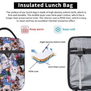 Lunch Bags for Women,Insulated Thermal Cat Lovers Gifts Lunch Tote Bag,Cute Cat Lunch Box with Front Pocket for Office Work Picnic Shopping (Cute Animal)