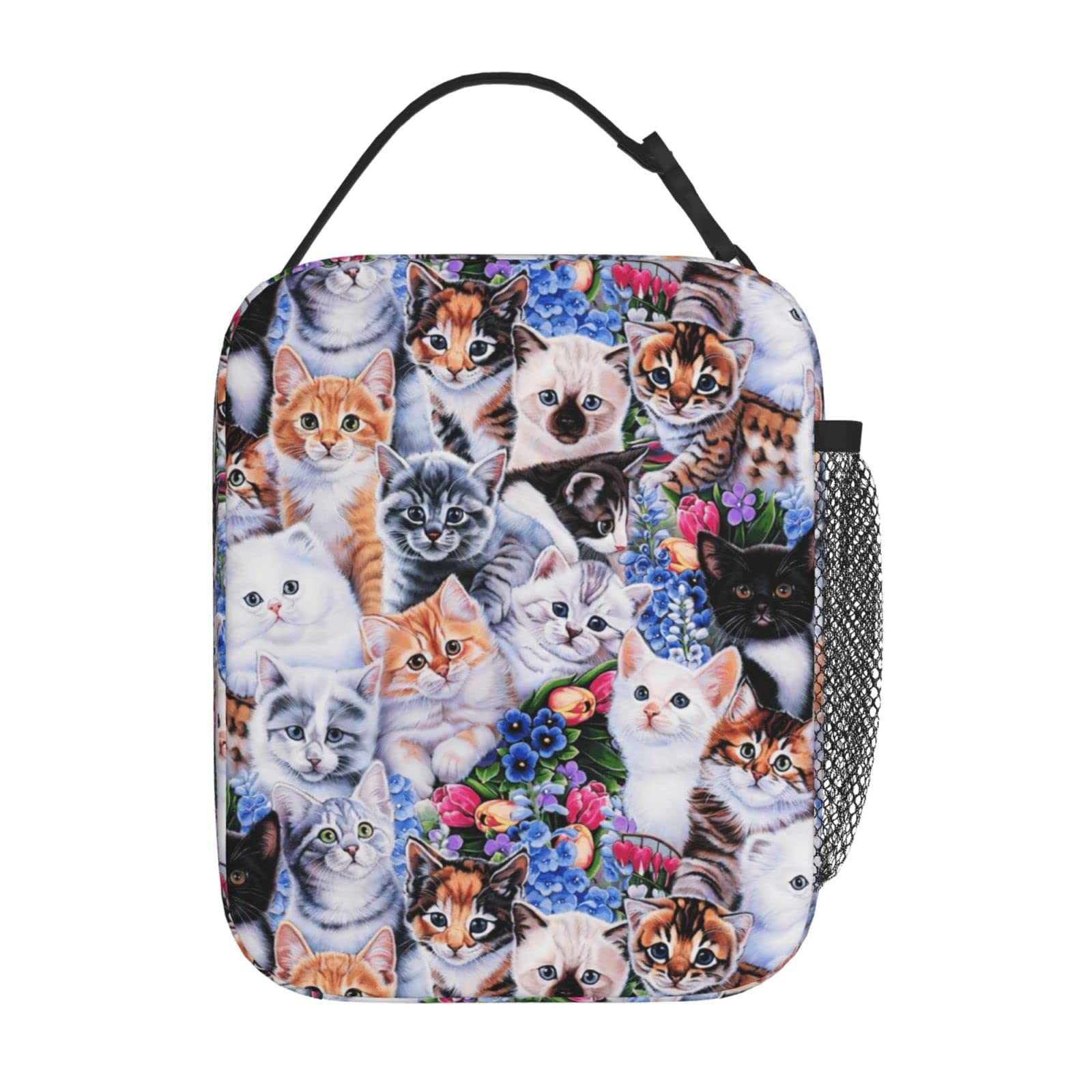 Lunch Bags for Women,Insulated Thermal Cat Lovers Gifts Lunch Tote Bag,Cute Cat Lunch Box with Front Pocket for Office Work Picnic Shopping (Cute Animal)