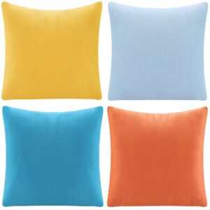 mercijzyasang 4pcs velvet throw pillow covers 18x18 decorative solid velvet soft square pillow cover couch pillow case pillowcase for sofa patio cushions living room bed bedding, orange mix4