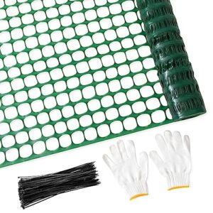 potatolife plastic mesh fence safety fence, 4'x100' roll with 100 zip ties, resuable temporary netting for garden fencing, construction, snow fencing, animal barrier, poultry, deer, patio, green