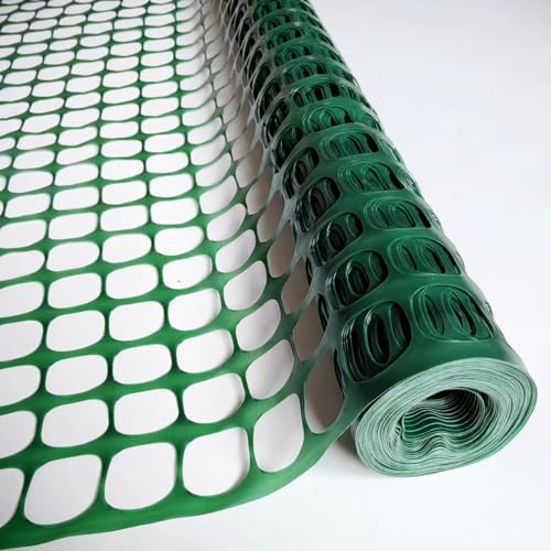 PotatoLife Plastic Mesh Fence Safety Fence, 4'x100' Roll with 100 Zip Ties, Resuable Temporary Netting for Garden Fencing, Construction, Snow Fencing, Animal Barrier, Poultry, Deer, Patio, Green