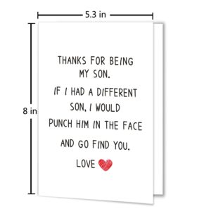 Son Card Funny Card for Son Birthday Card Thank You for Being My Son Humorous Card